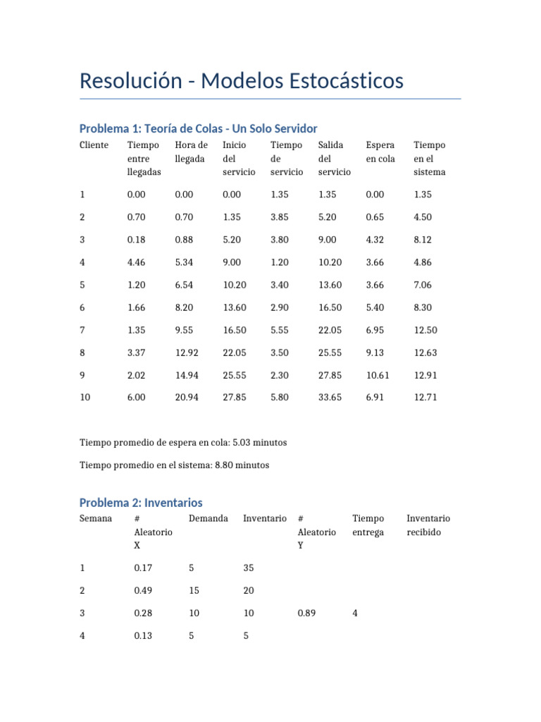 Modelos Estocasticos Resueltos | PDF