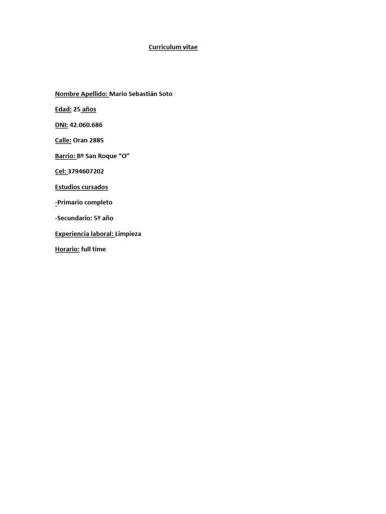 Curriculum Vitae Soto Mario | PDF