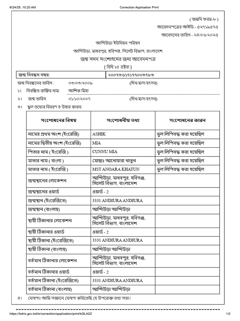 Correction Application Print | PDF