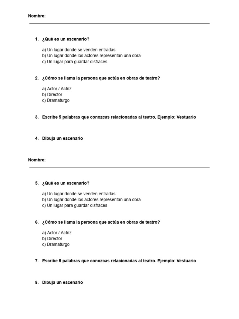 Mini Examen de Teatro | PDF