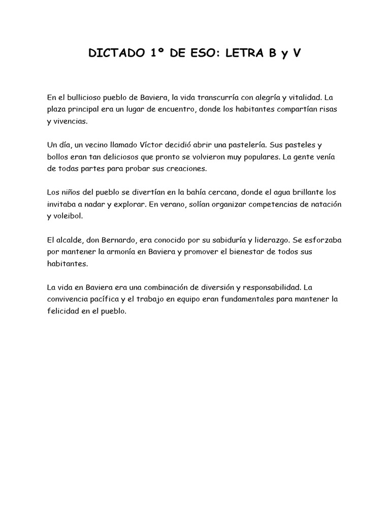 Dictado B y V para 1º de ESO | PDF