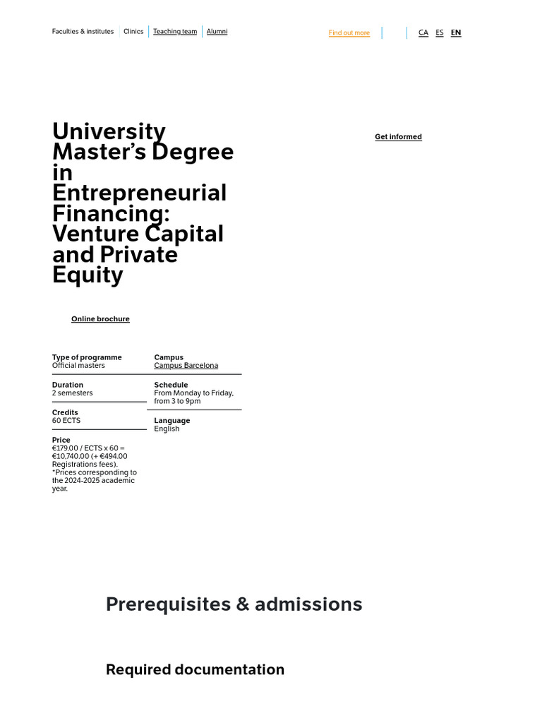 University Master's Degree in Entrepreneurial Financing - Venture ...