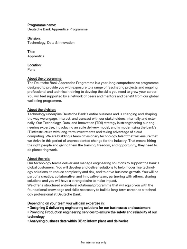 Job Description Apprentice Progam 2025 | PDF | Innovation | Social ...