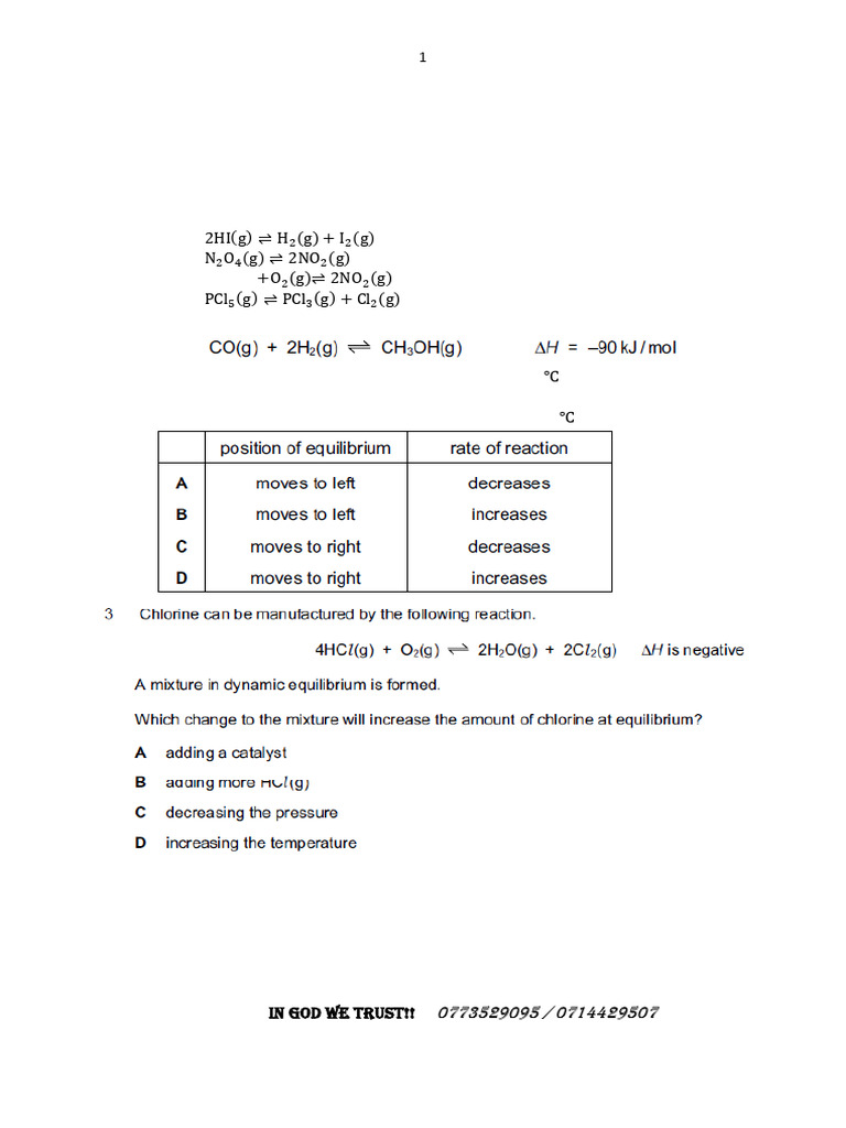 Test On Equilibria-F4 2021 | PDF | Chemical Equilibrium | Oxide