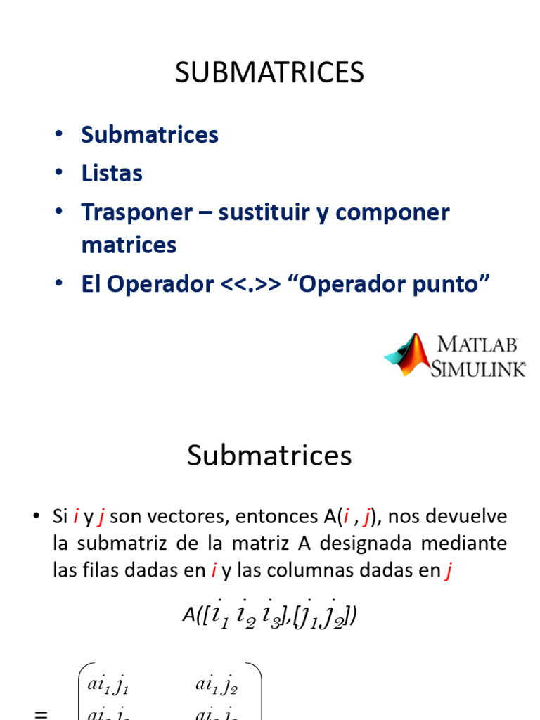 Creación y Manipulación de Submatrices | PDF | Matriz (Matemáticas ...