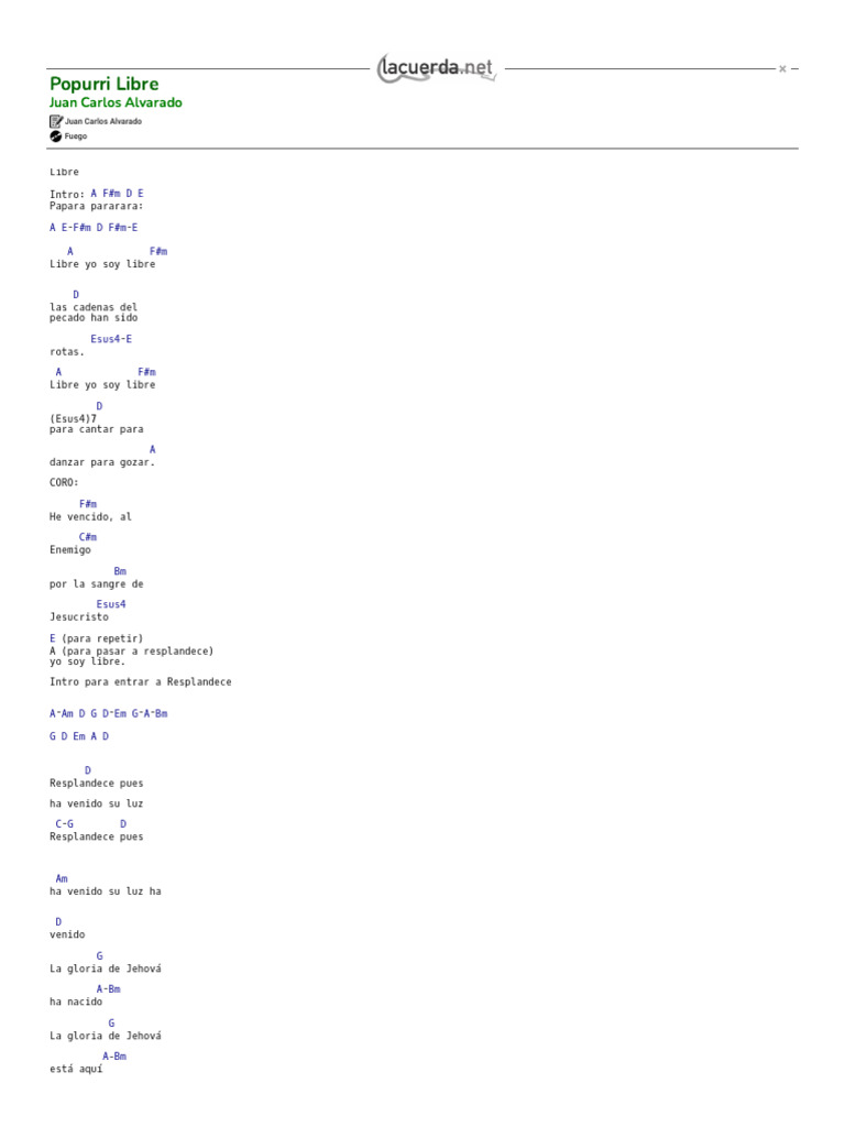 POPURRI LIBRE, Juan Carlos Alvarado - Acordes | PDF