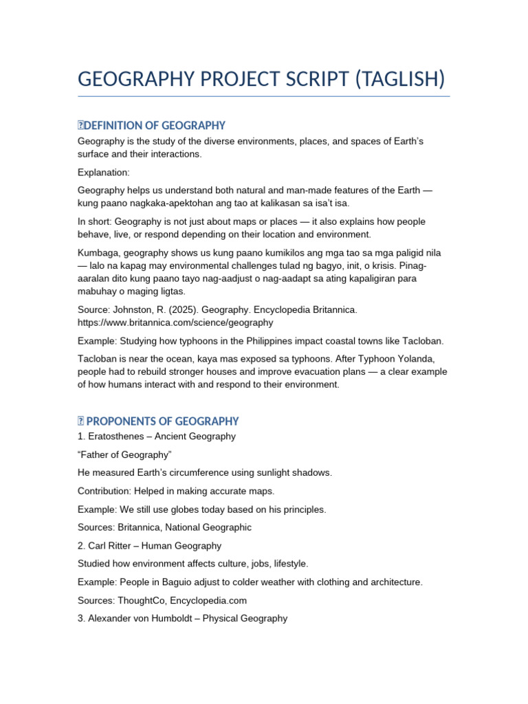 Geography Project Script Taglish | PDF | Climate Change | Geography