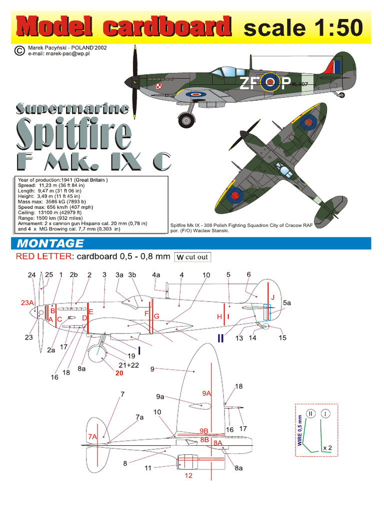 (Model Cardoard 2002) Supermarine Spitfire F Mk. IX C | PDF