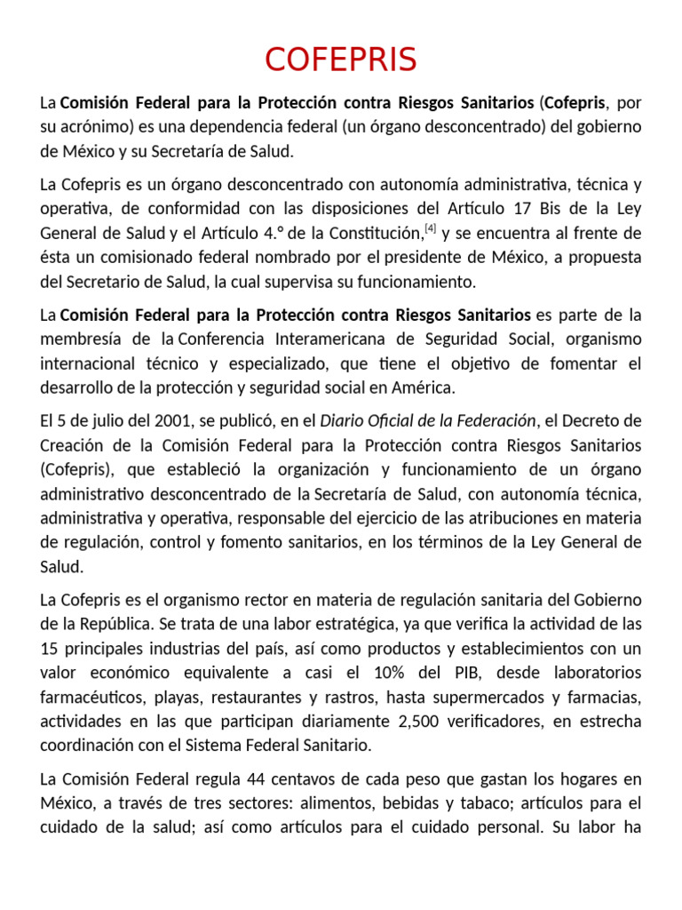 COFEPRIS | PDF