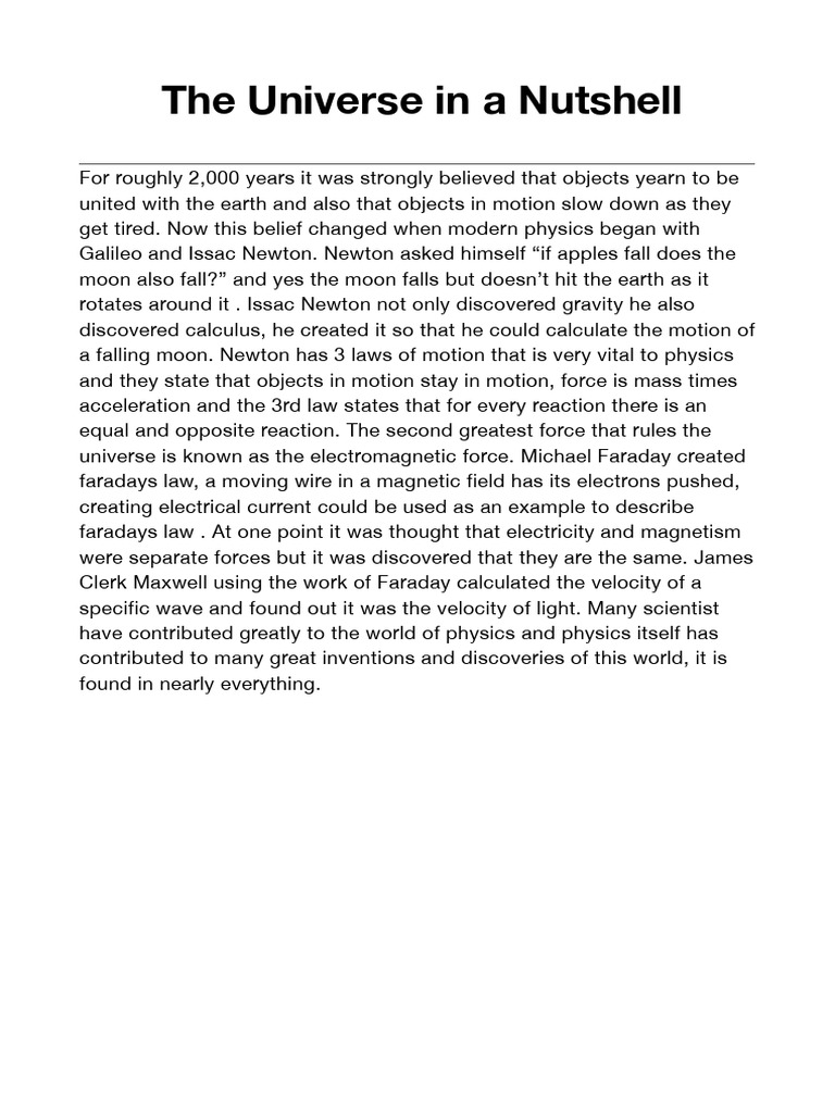 The Universe in A Nutshell | PDF