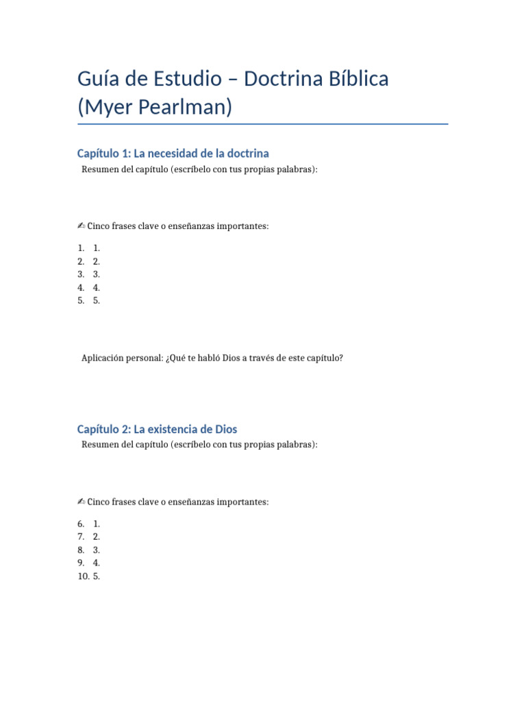 Guía Estudio Doct Bíblica Pearlman | PDF
