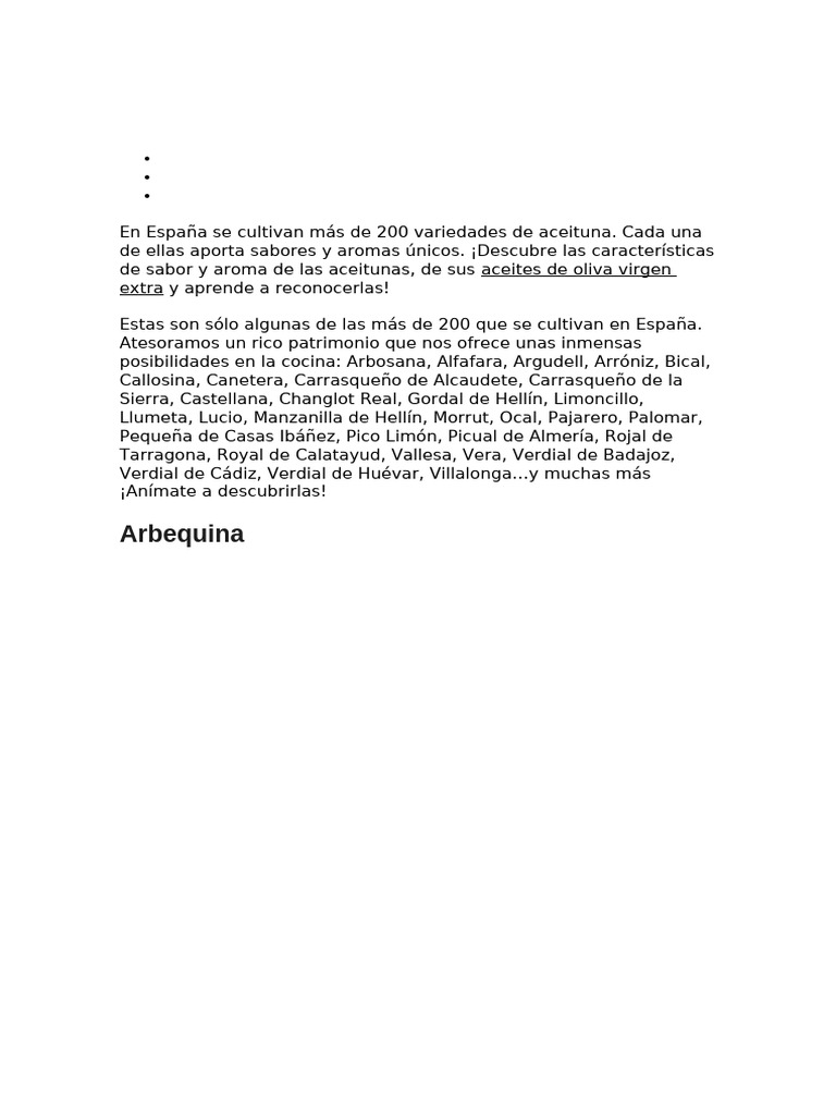 Variedades de aceituna en España | PDF | Aceite de oliva | Aceituna