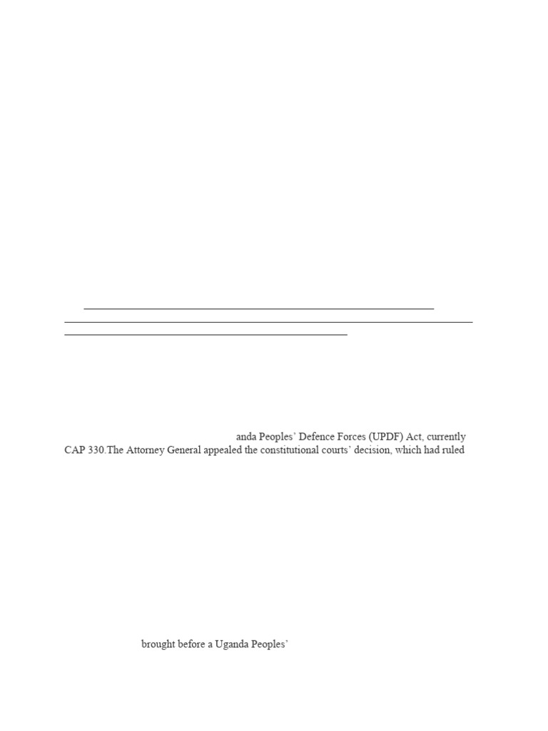 UPDF Act CAP 330: Supreme Court Ruling | PDF | Court Martial | Supreme ...