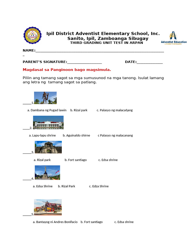 Ipil District Adventist Elementary School Arpan 2 | PDF