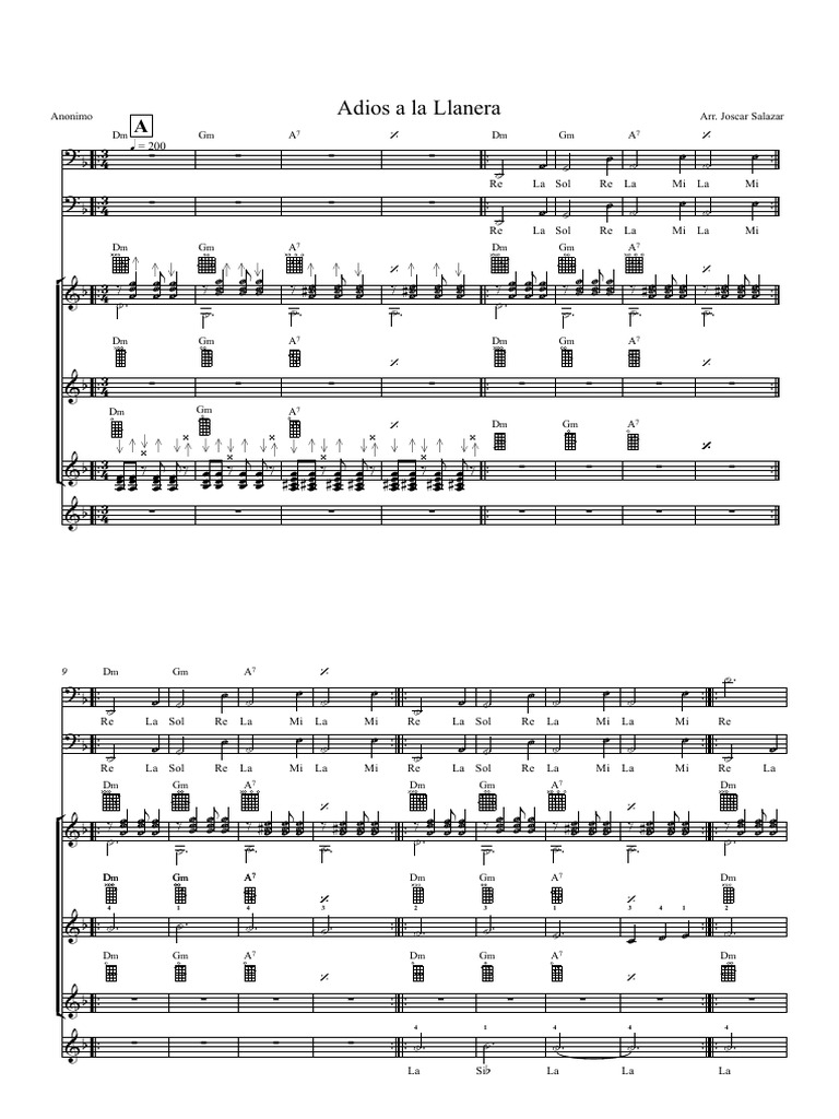 Partitura De Adiós A La Llanera Pdf