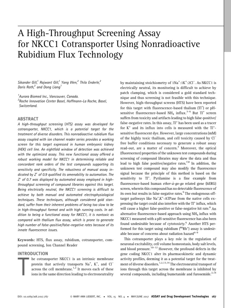 2017 Roche A High-Throughput Screening Assay For NKCC1 Cotransporter ...