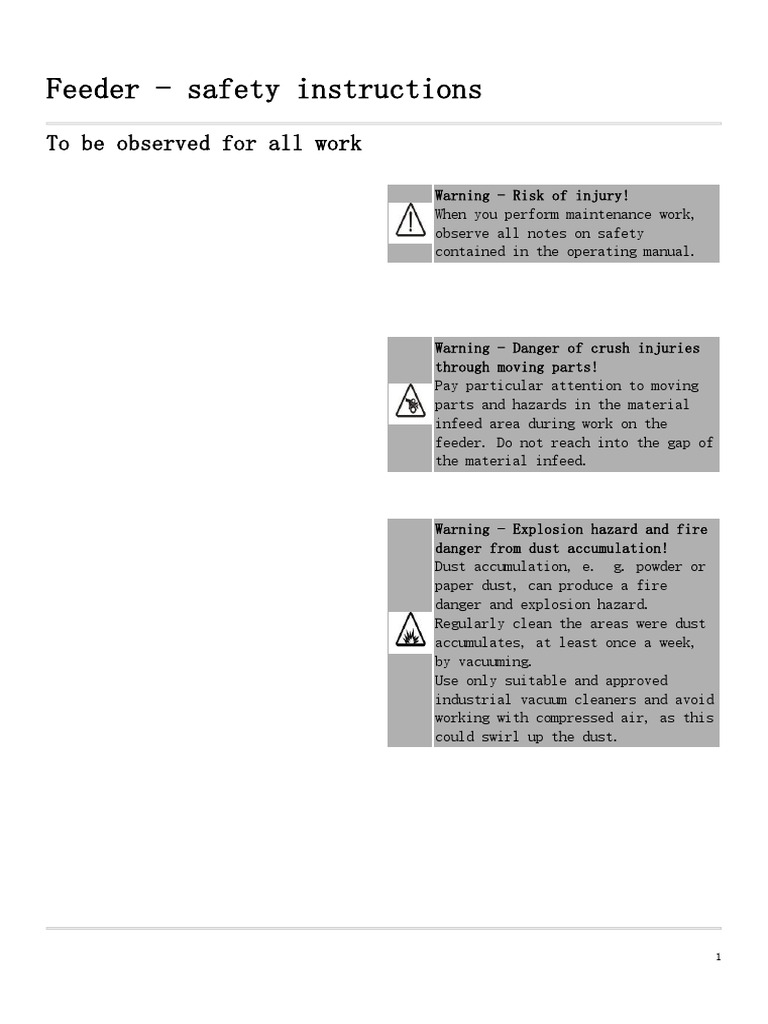 1.feeder - Safety Instructions | PDF