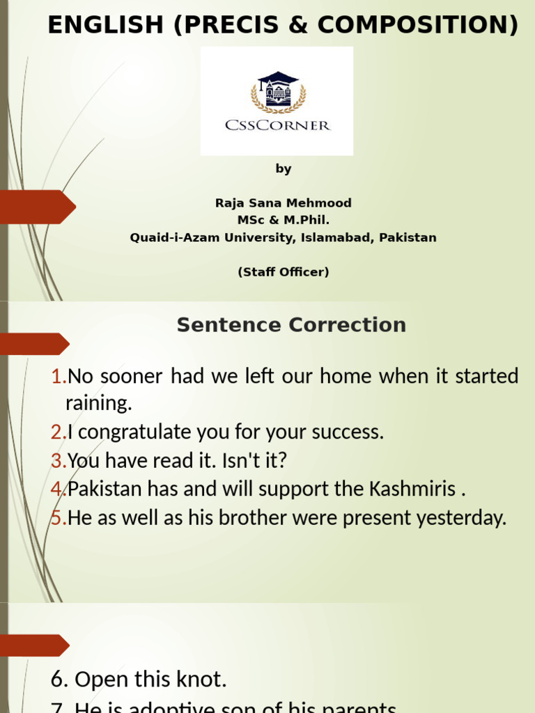 Sentence Correction Guide | PDF