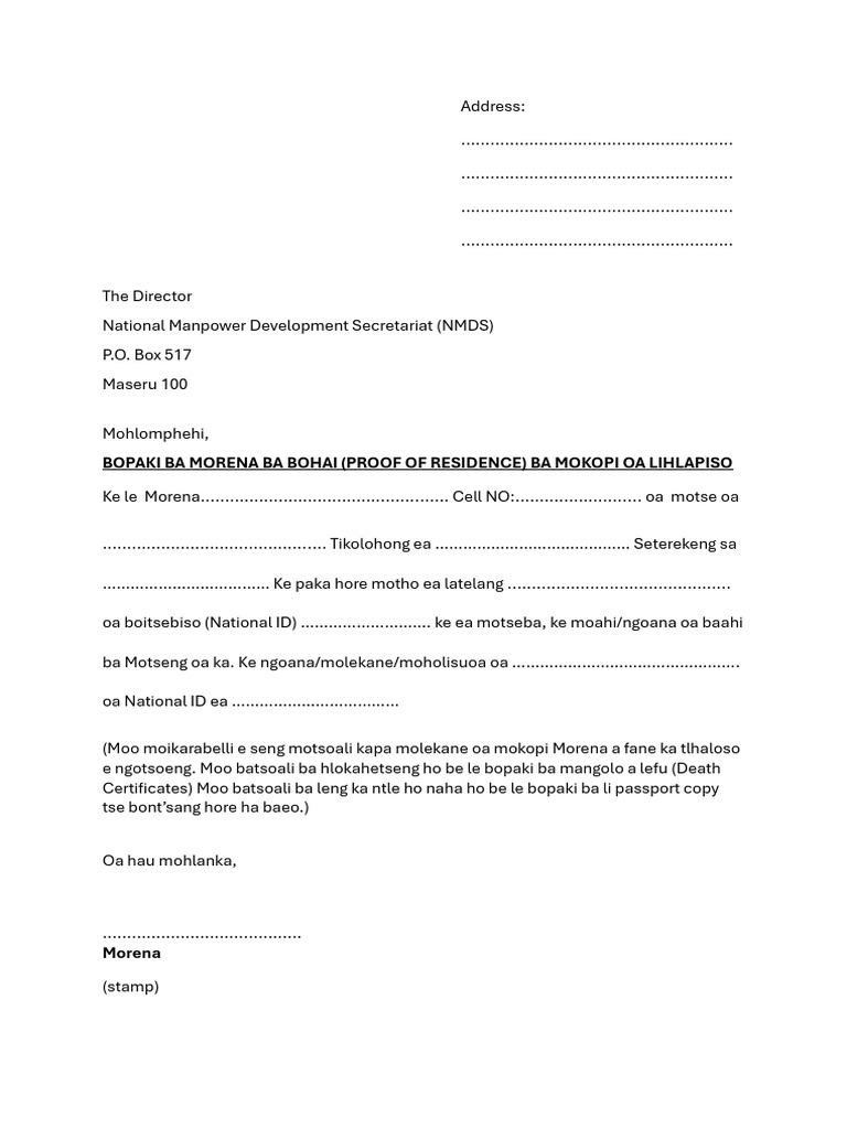 LBF-NMDS Lengolo La Bopaki Ba Bohai-Home Residence | PDF