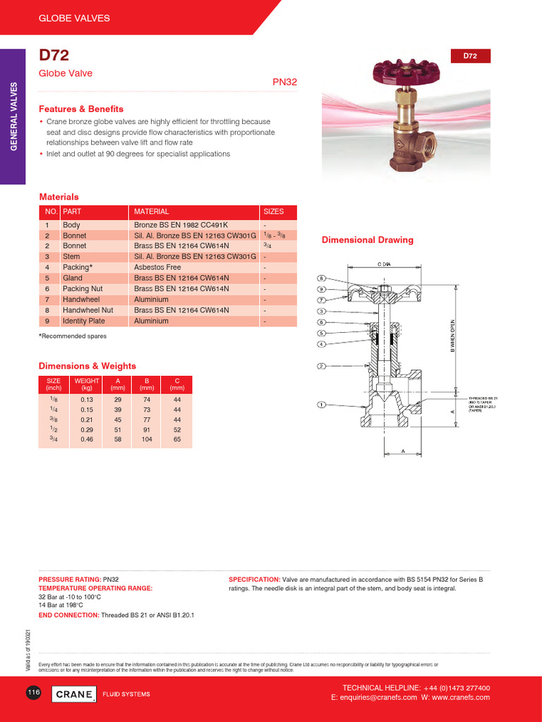 D72 Globe CraneFS DS 1021 p116 | PDF | Valve | Plumbing