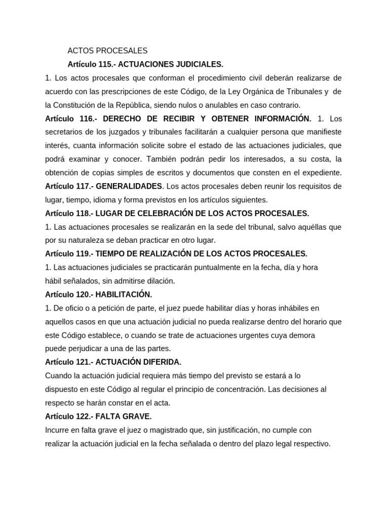 Normas de Actos Procesales Judiciales | PDF | Ley procesal ...