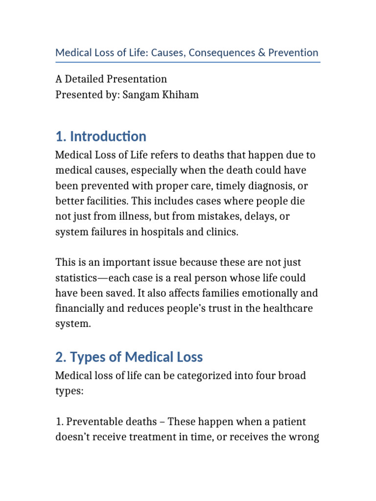 Finale Medical - Loss - of - Life - Presentation - Extra - Large - Font ...