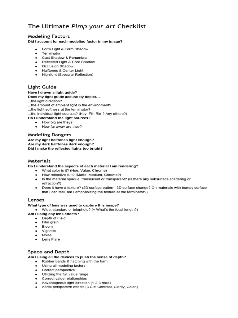 The Ultimate Pimp Your Art Checklist | PDF