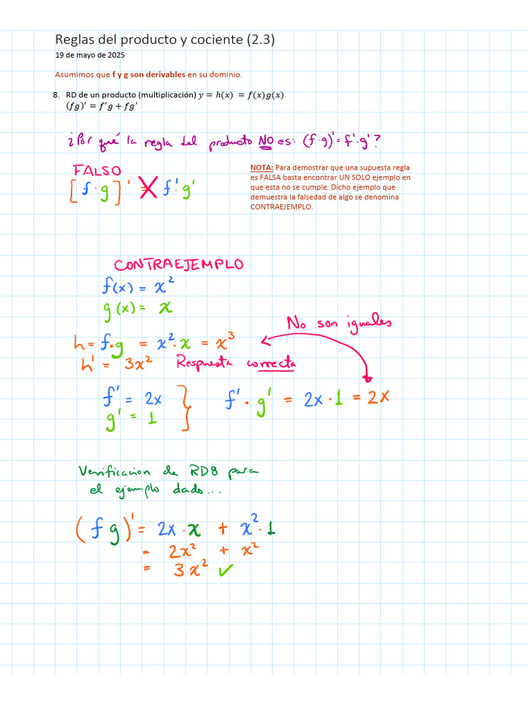 Apuntes Calc1 2025-05-19 (Reglas Producto y Cociente) | PDF