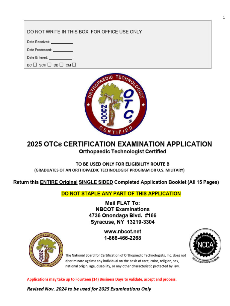 2025 OTC Application Route B FORM | PDF | Credit Card | Notary Public