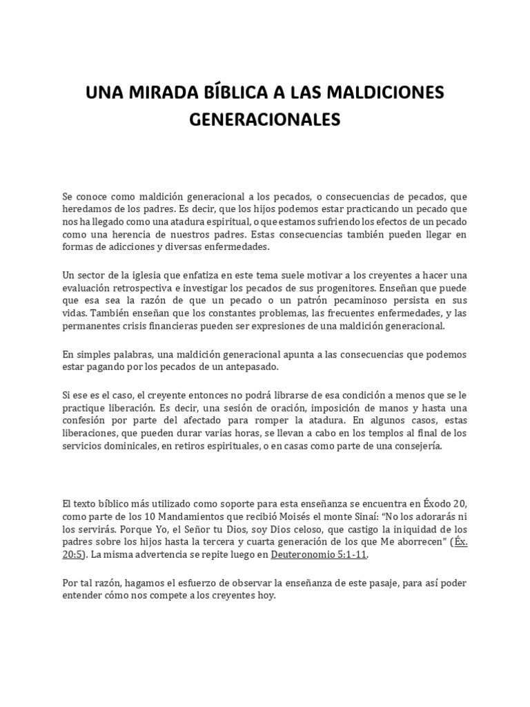 Maldiciones Generacionales en la Biblia | PDF | Pecado | Cristo (título)