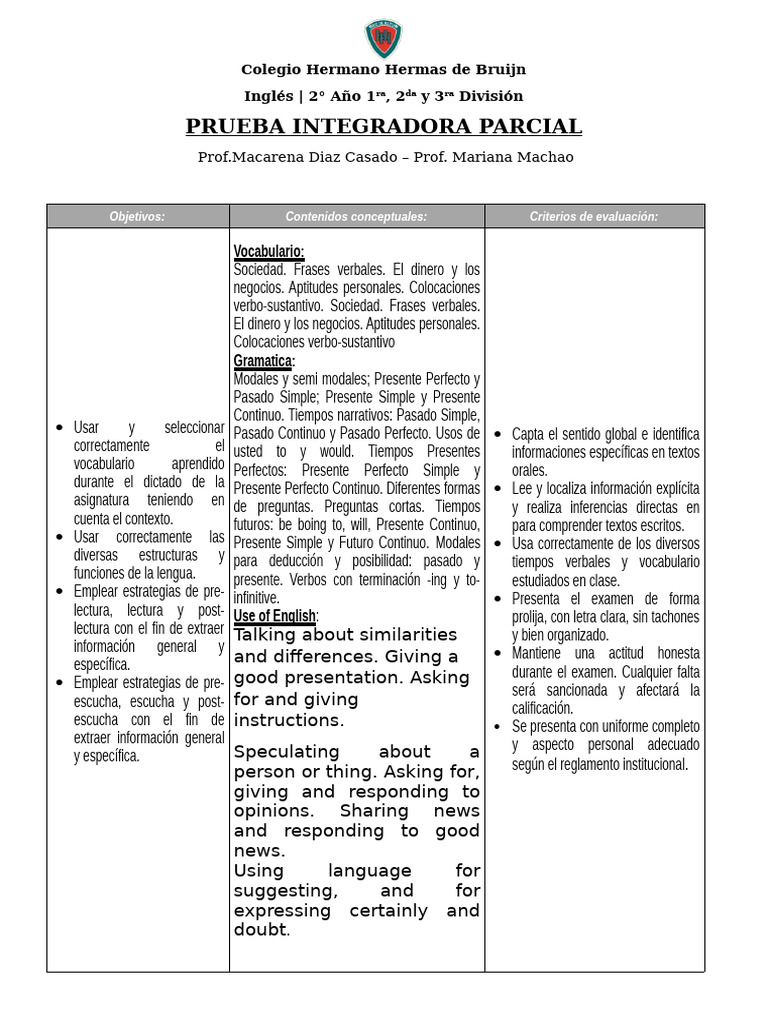 Temario Pip - Objetivos y Criterios | PDF | Lingüística | Gramática