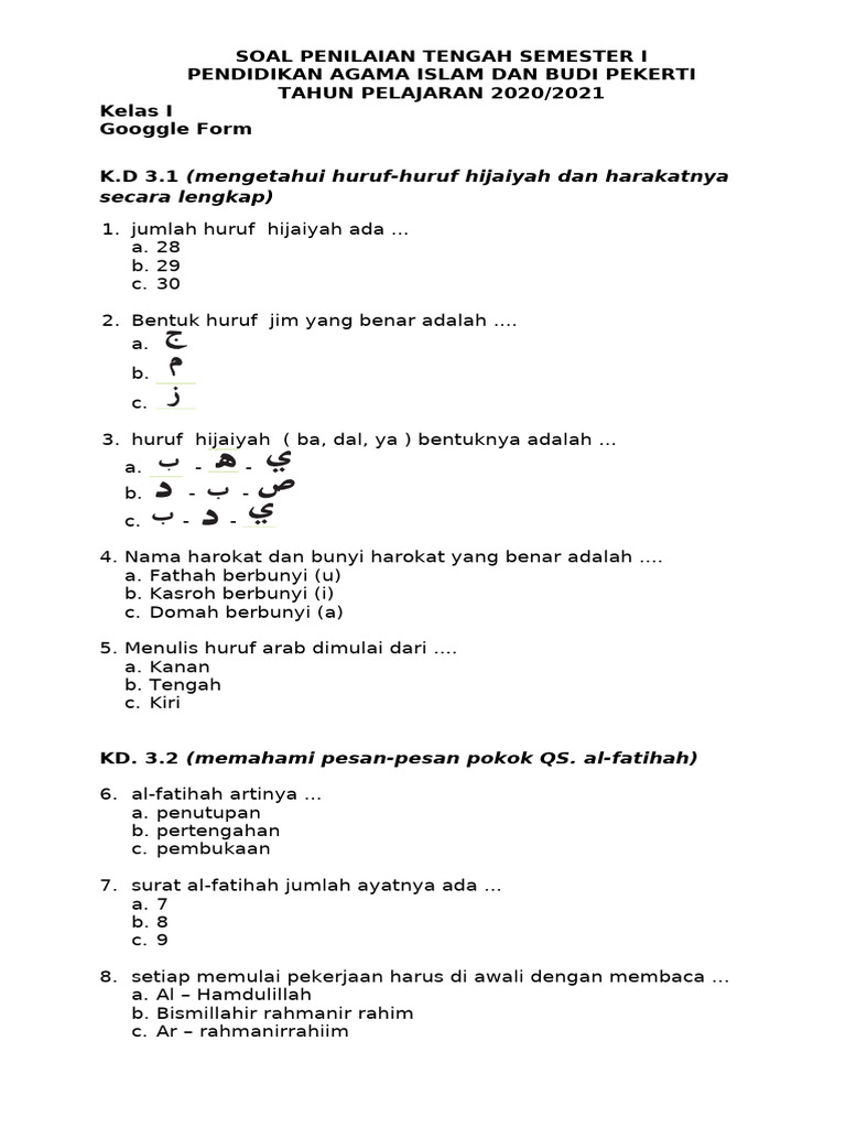 Soal KLS 1-3 | PDF