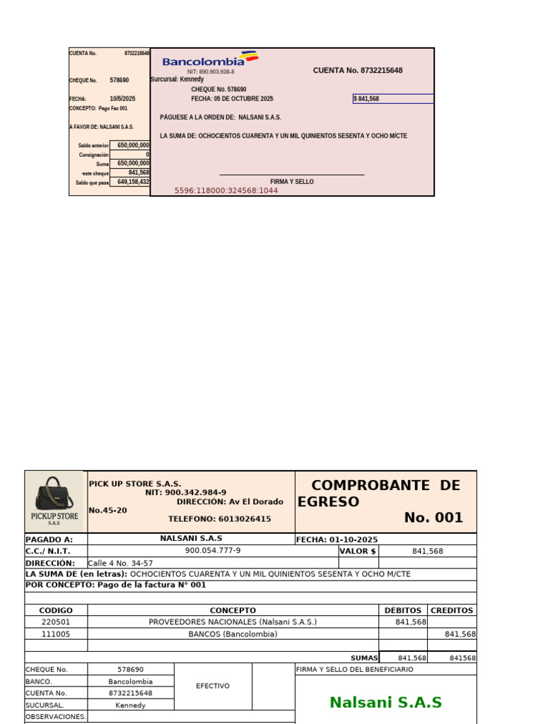 Cheque y Comprobante de Egreso | PDF | Bancario | Servicios financieros