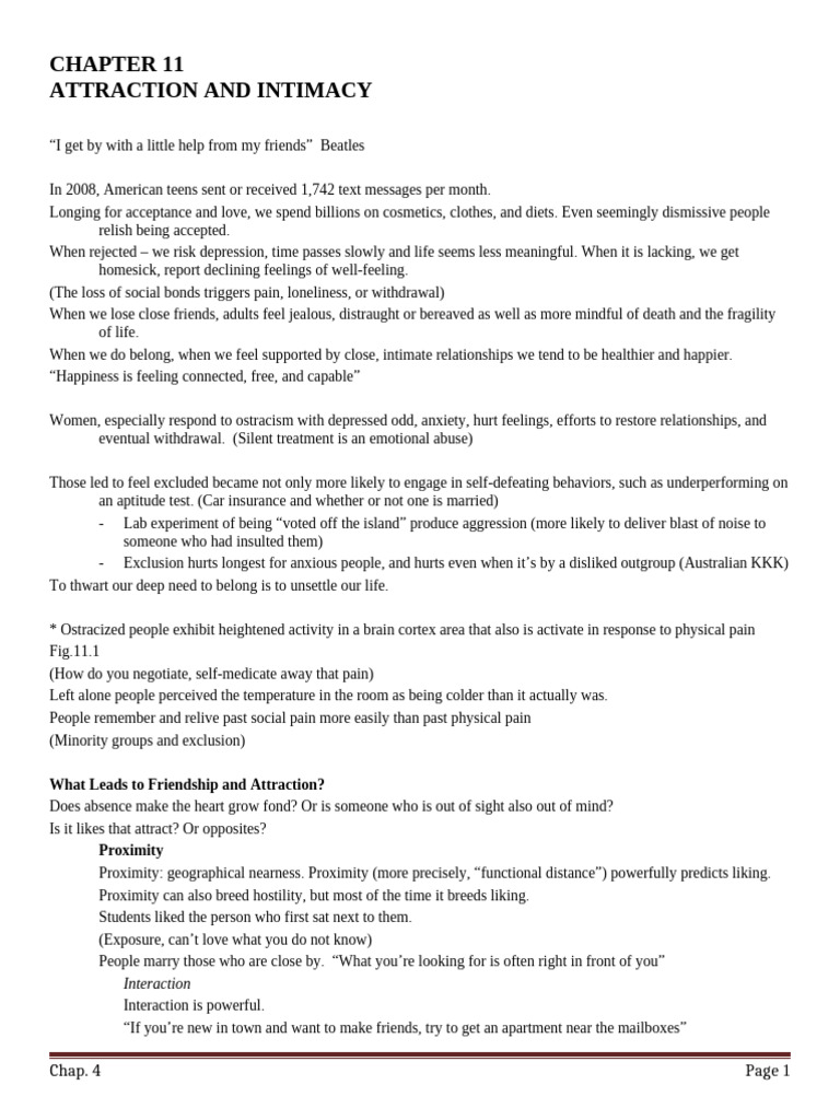 Module 12 - Attraction & Intimacy - Summary Notes | PDF | Love ...