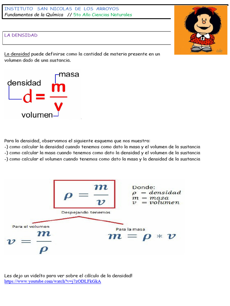 Cálculo de Densidad en Química | PDF | Densidad | Volumen