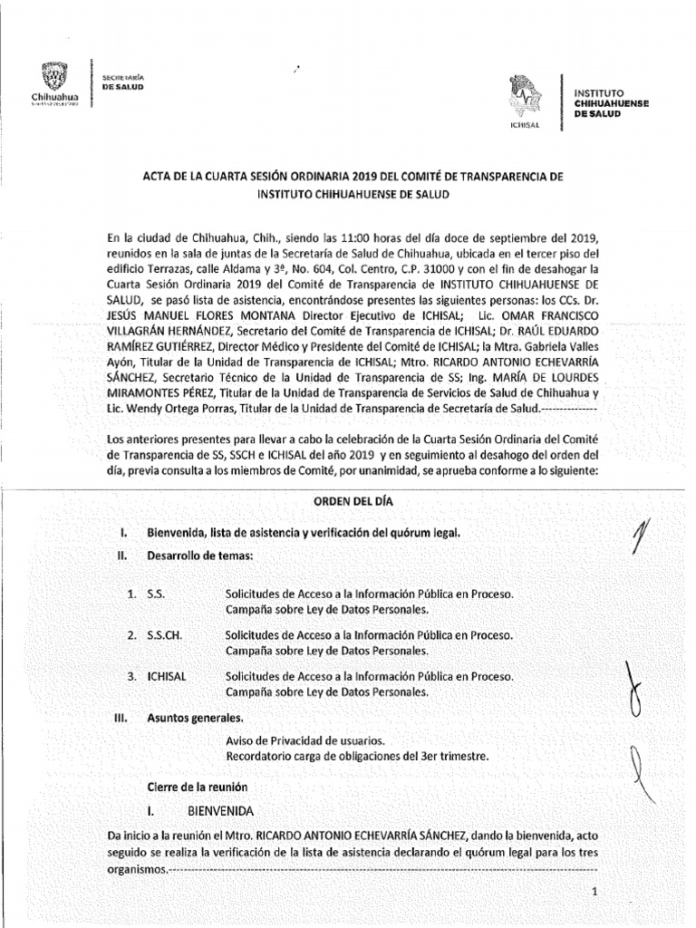4ta ACTA ORDINARIA 2019 | PDF