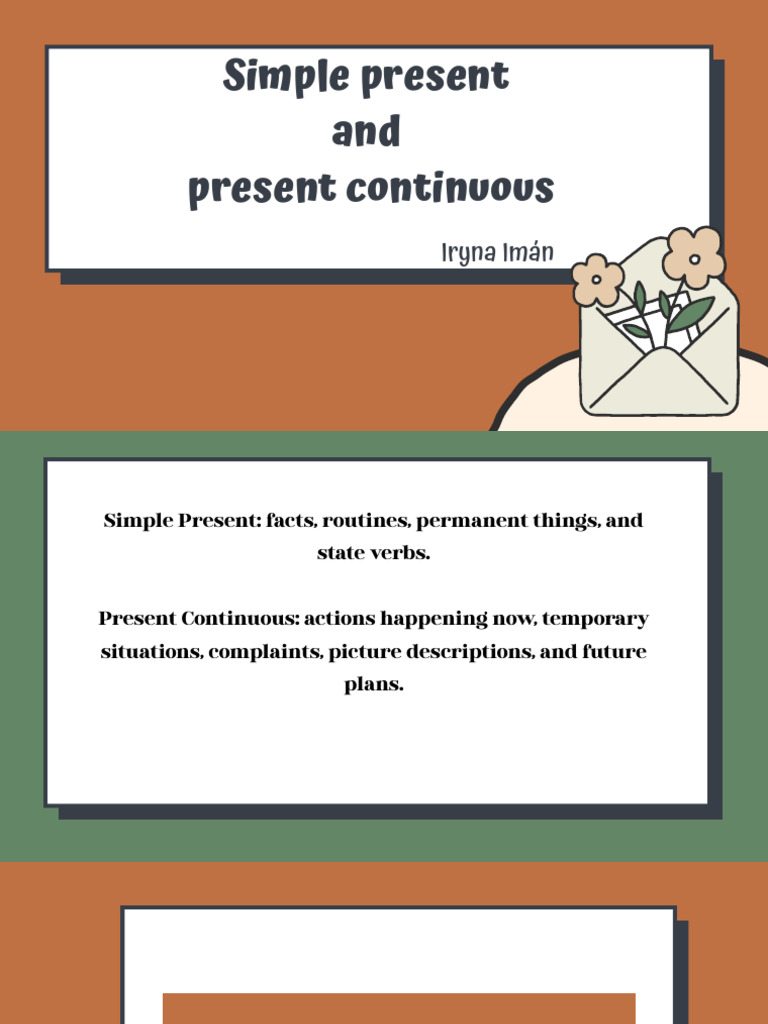 Rust Green Brown Present Tense Writing Presentation | PDF