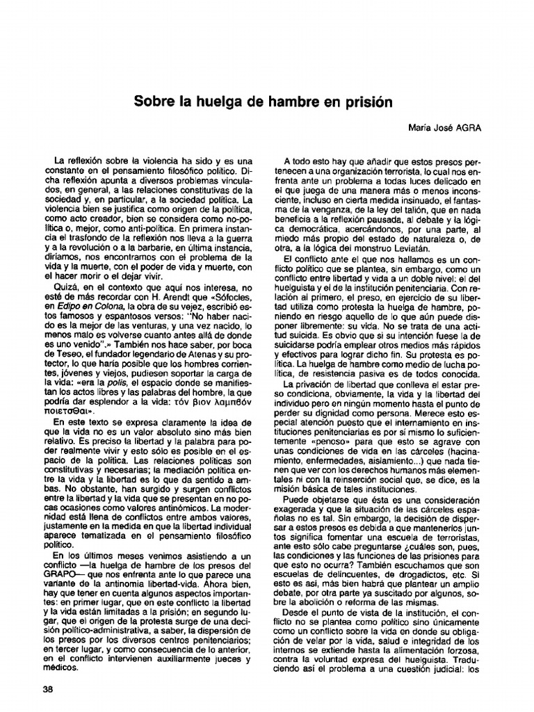 Sobre La Hulga de Hambre en Prisión | PDF | Prisión | Libertad