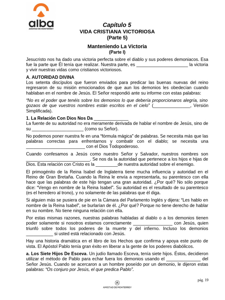Vida Cristiana Victoriosa: Manteniendo la Fe | PDF | Pecado | Demonios