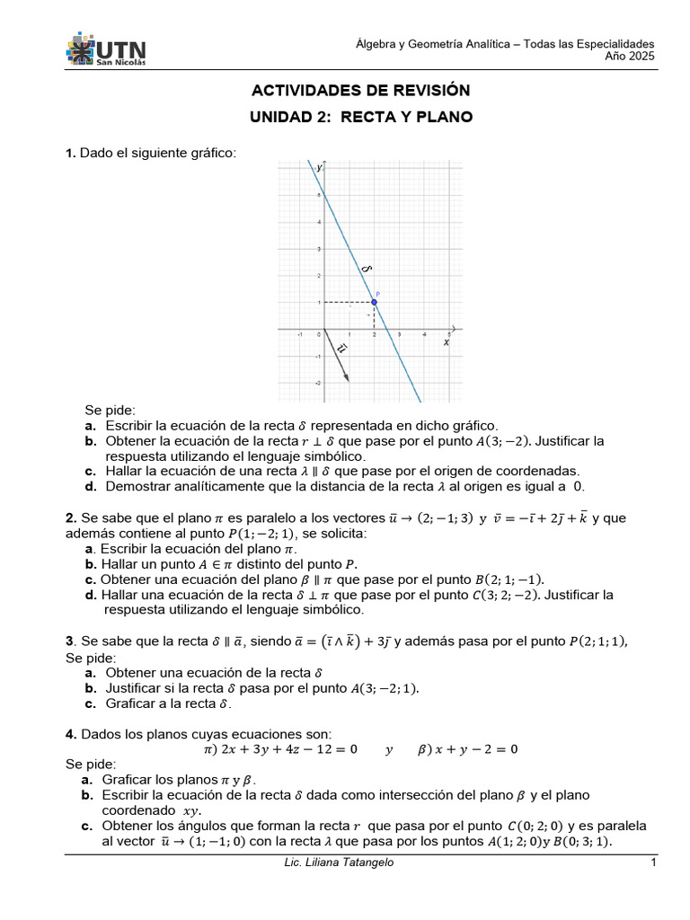 Revisión E2 AyGA 2025 | PDF | Línea (geometría) | Ecuaciones