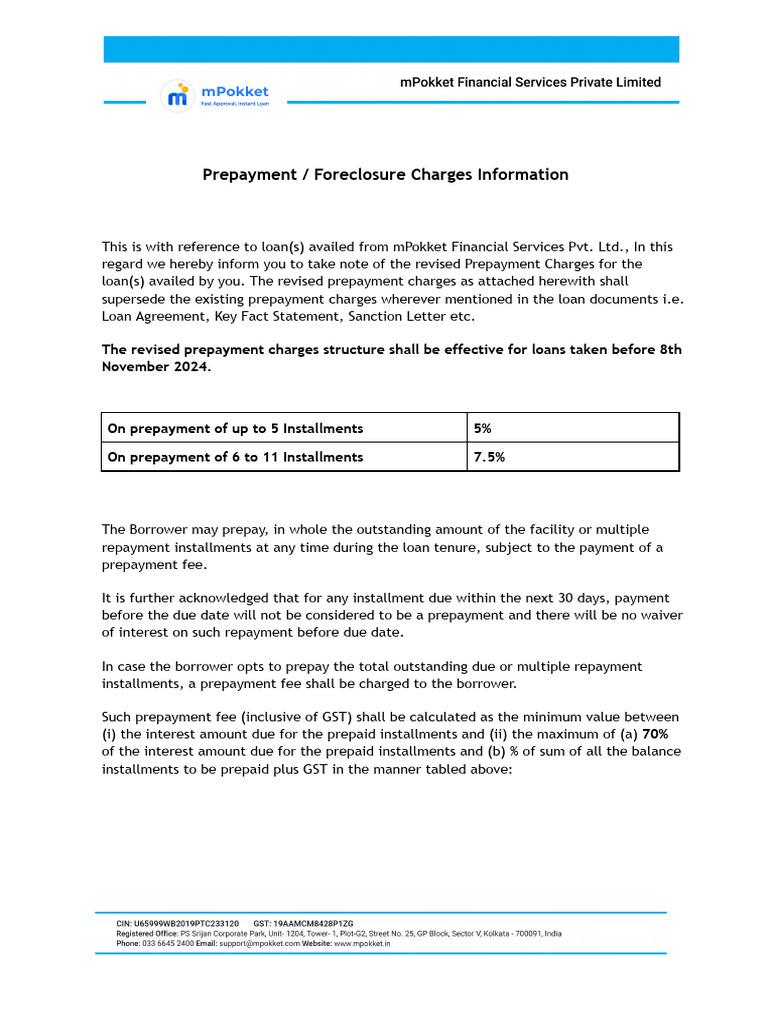 Prepayment Info English | PDF