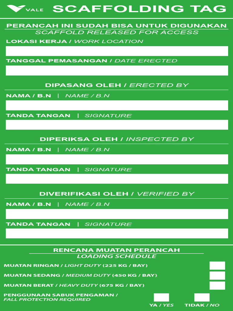 Panduan Tag Perancah dan Inspeksi | PDF