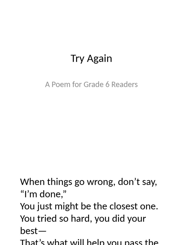 Try Again Poem Grade6 | PDF