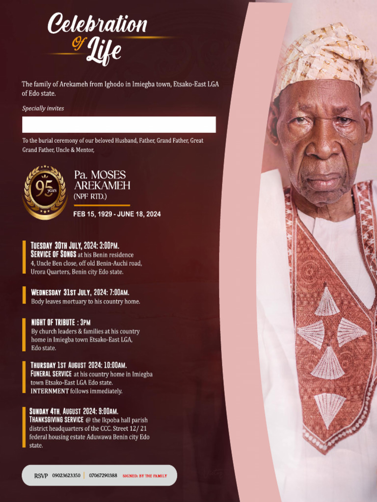 Burial Poster Insp. Moses Amodu Arekameh | PDF