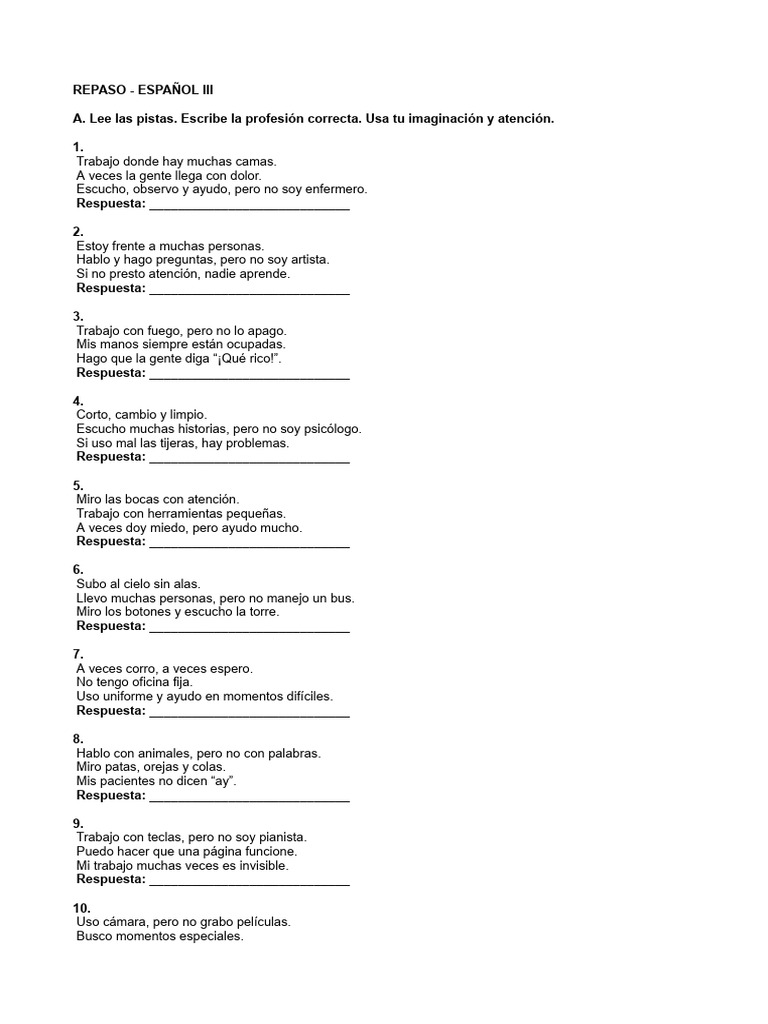 Repaso - Español Iii | PDF