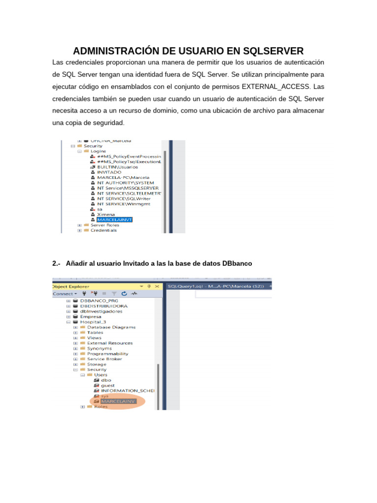Guia Credenciales | PDF | Servidor SQL de Microsoft | Contraseña