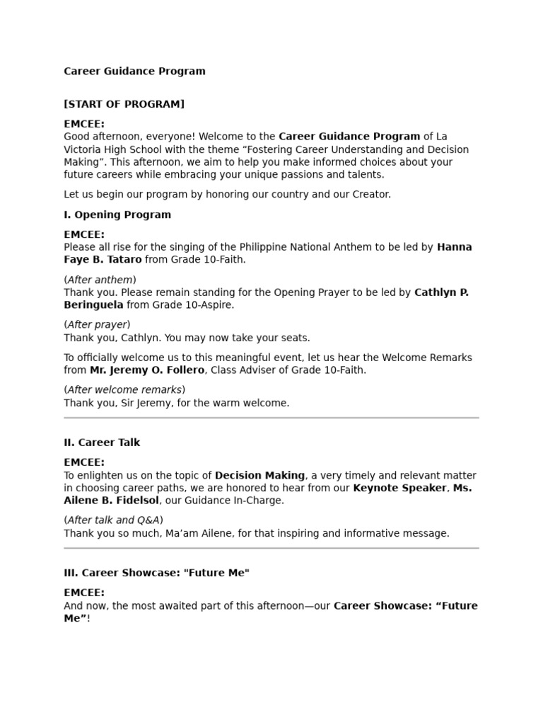 Career Guidance Program | PDF