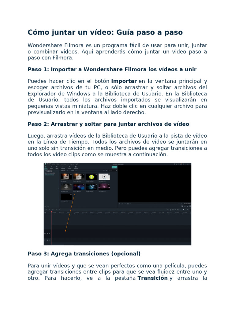 Cómo Juntar Un Vídeo Filmora | PDF