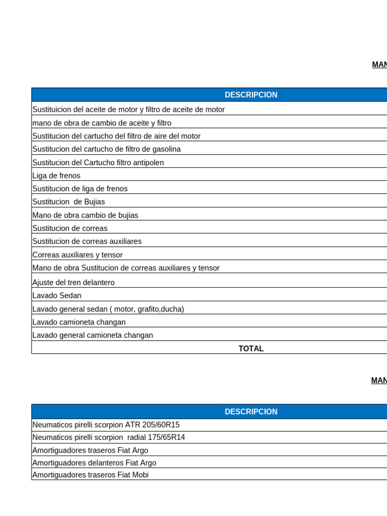 Plan de Mtto 2025 | PDF | Tecnología de vehículos | Coche