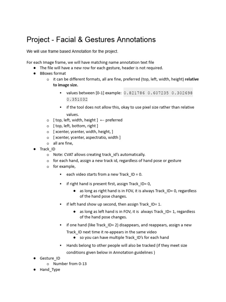 Facial and Gesture Annotation Guide | PDF | Hand